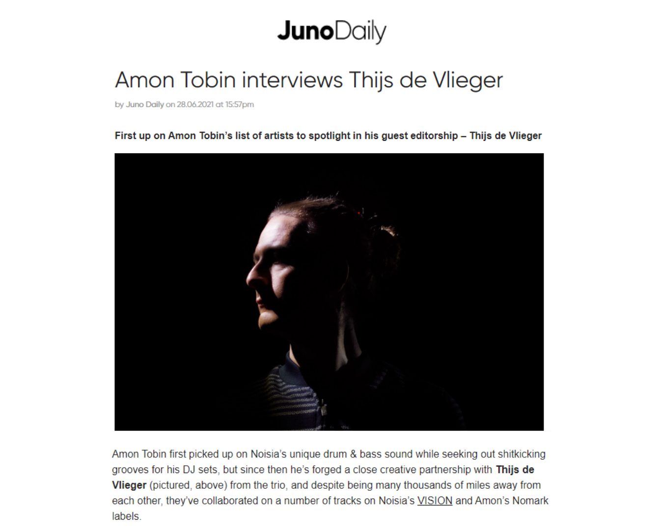 Amon Tobin interviewed me for Juno Daily | THYS